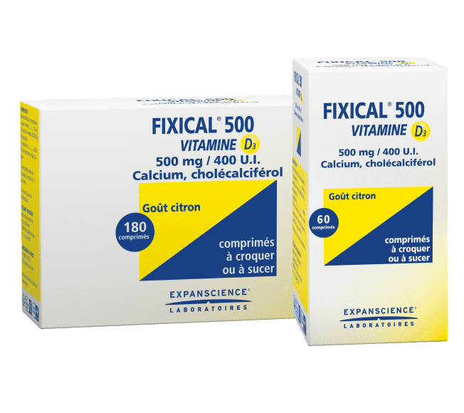 Fixical® 500mg Vitamine D3 - Comprimé de calcium et vitamine D3 400 UI ...